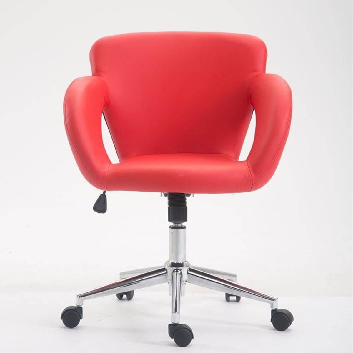 Chaise de Bureau ALVA, en Cuir, couleur Rouge - chaisepro.fr