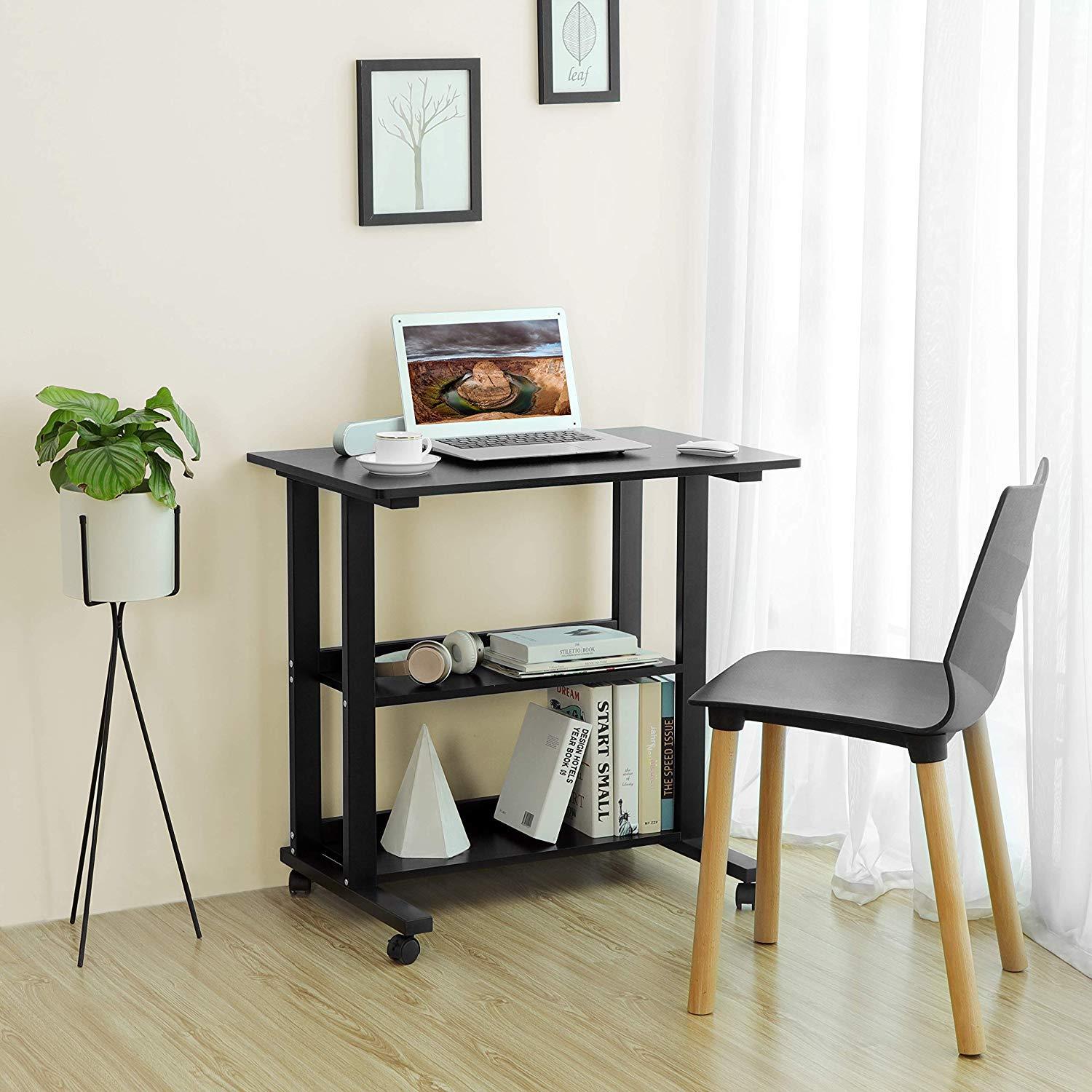 Table Informatique à roulettes JOEL, Structure Métallique, en bois ...