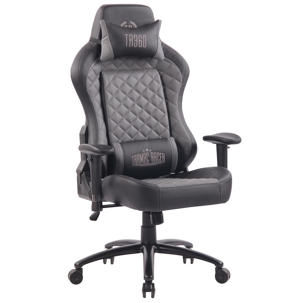 Fauteuil Gaming MAXIME, Design Exclusif, Confortable, Cuir, Gris ...